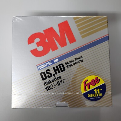 3M Formatted IBM High Density DS HD 5 1/4" Diskettes NEW SEALED 10 Pack ...
