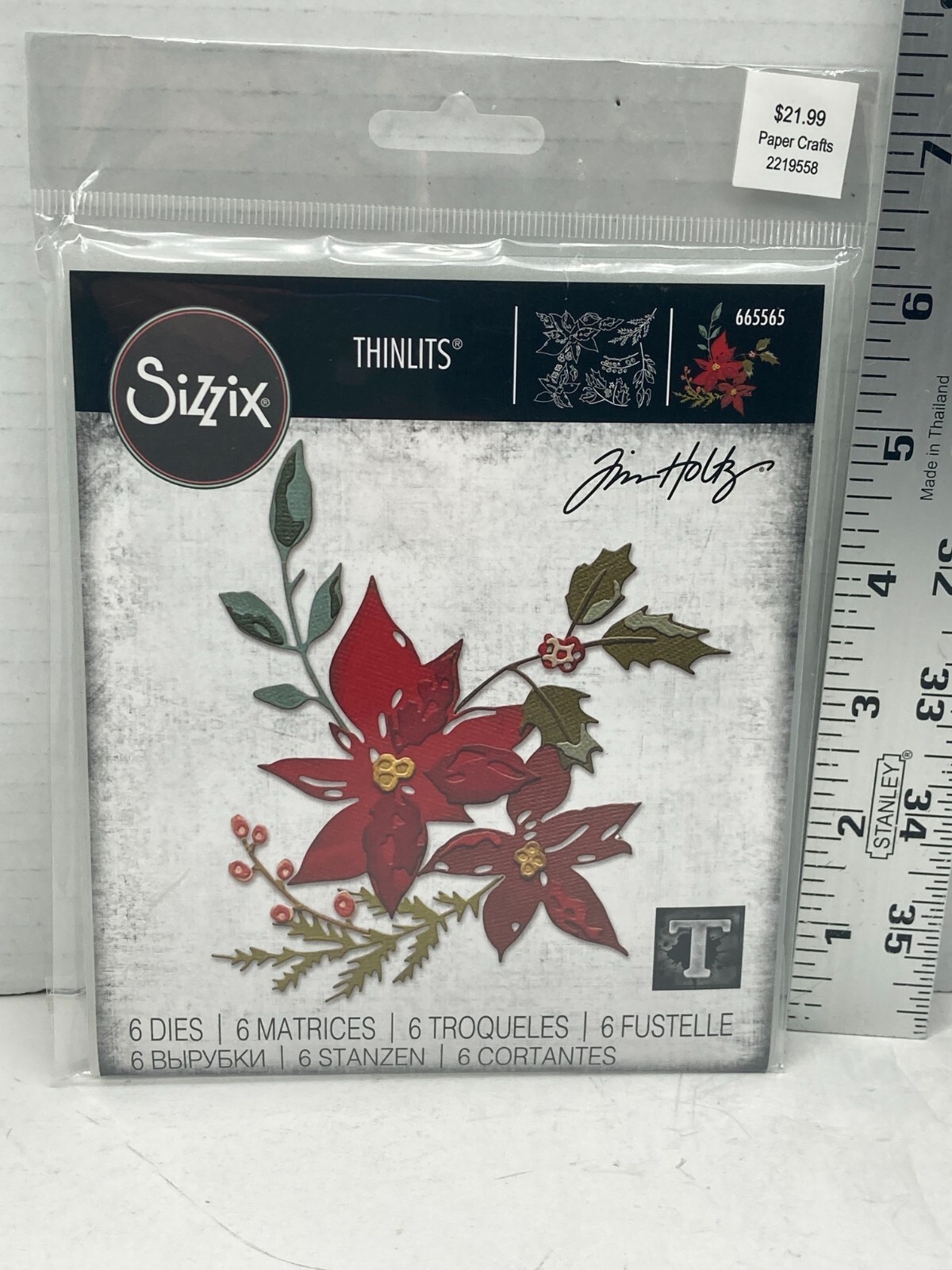Tim Holtz Festive Bouquet Poinsettia Sizzix Thinlits 6 Die Set New in Pack 2021 | eBay