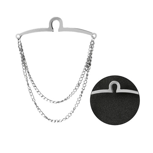 Vintage Double Chain Tie Clip Neckline Link Chain Business Wedding ...