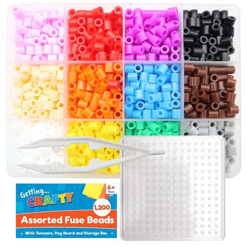 1200 Water Fuse Beads Kit with Pegboards | Assorted Colours Kids DIY ...