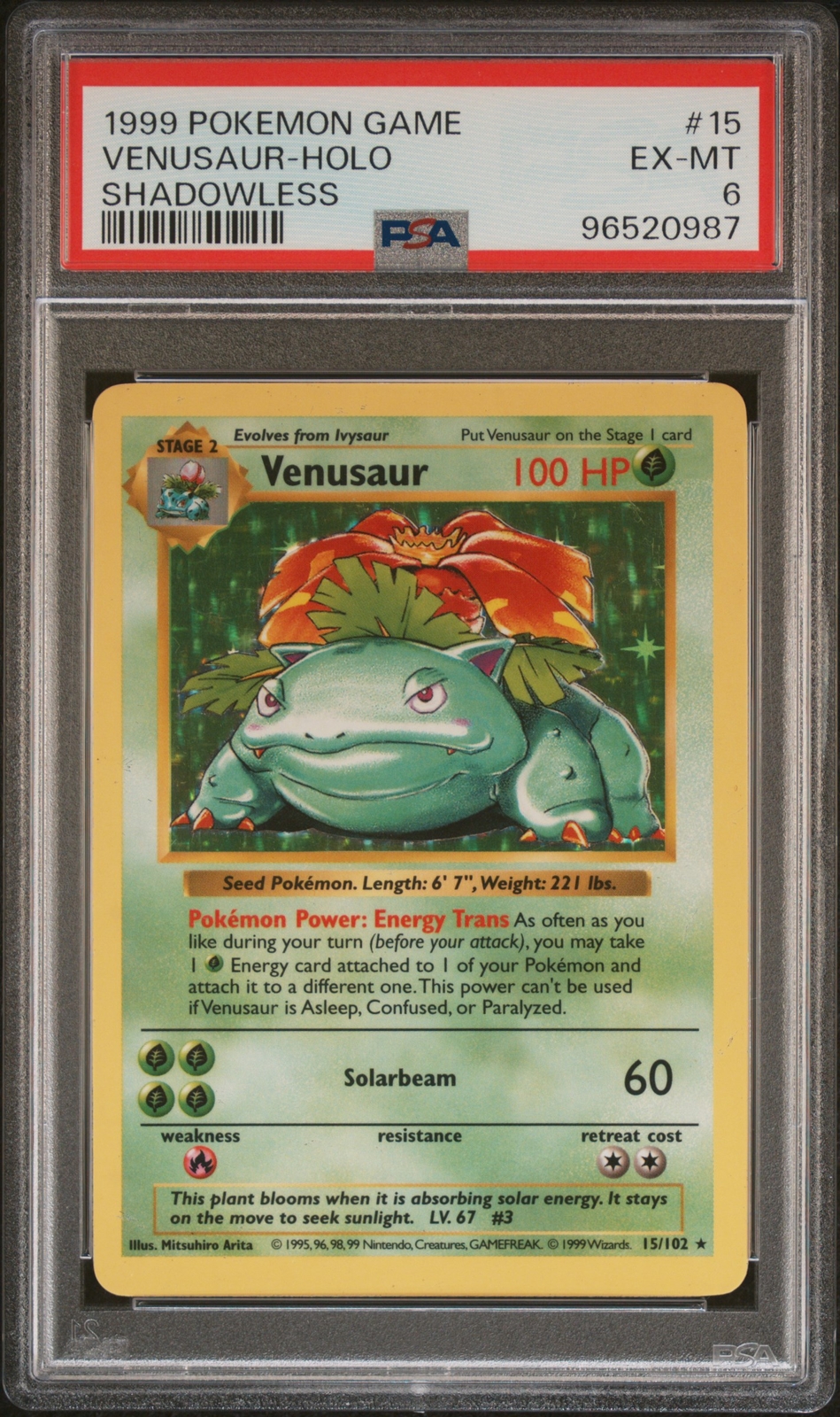 1999 POKEMON BASE SET SHADOWLESS #15 VENUSAUR-HOLO PSA 6 | eBay