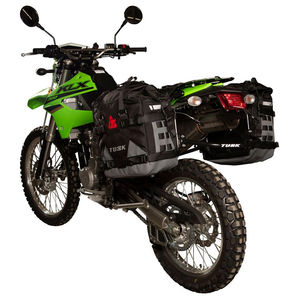 Tusk Pannier Racks With Pilot Bags Black/Gray w/ Top Rack For KAWASAKI ...