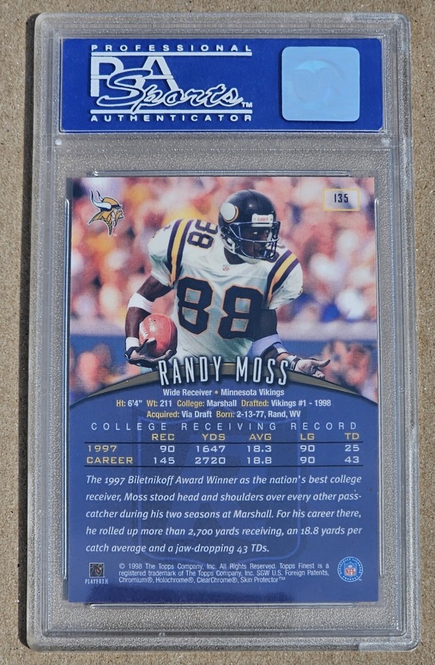 Randy Moss 1998 Topps Finest Card# 135 Graded PSA 9 Vikings RC HOF | eBay