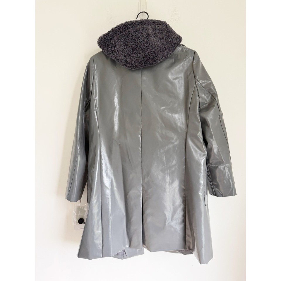 NWT Jane Post Raincoat Slicker Gray removable Faux Fur Vest Medium | eBay
