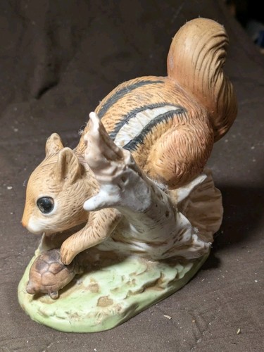 Vintage Chipmunk with Turtle Porcelain Figurine Homco | eBay