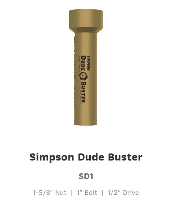 Dude Tools SD1 Simpson Dude Buster Socket for 1" Nut for sale online | eBay
