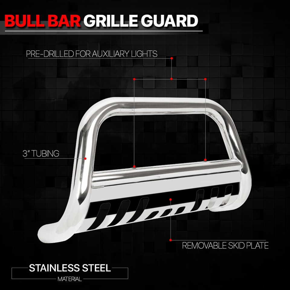 Chrome 3" Front Bumper Bull/Push Bar Brush Grille Guard for 10-16 ...