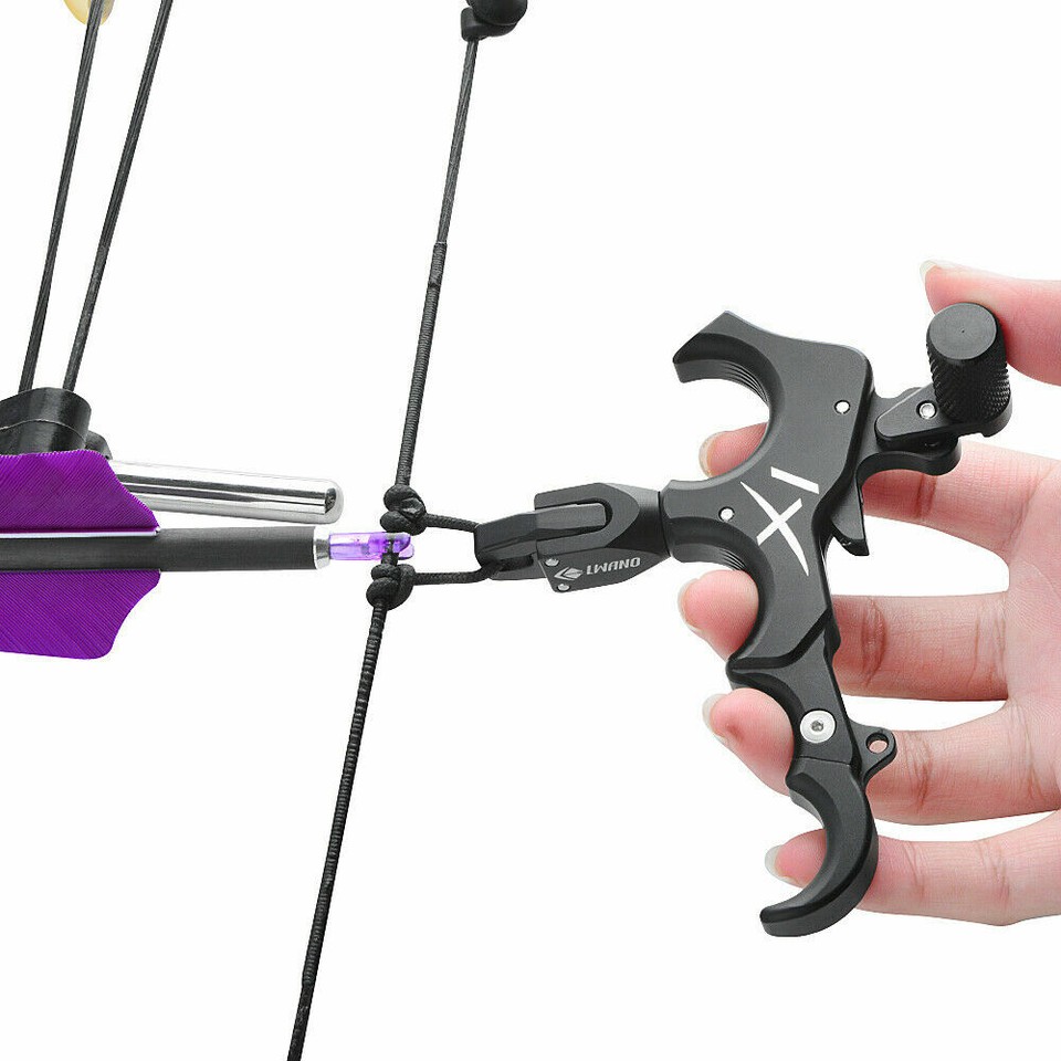 Archery Hunting Grip Compound Bow Release Aids 3 4 Finger Thumb Trigger ...
