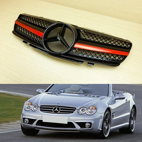 Red Metallic+Gloss Black Front Grille Fit BENZ 03-06 R230 W230 SL ...