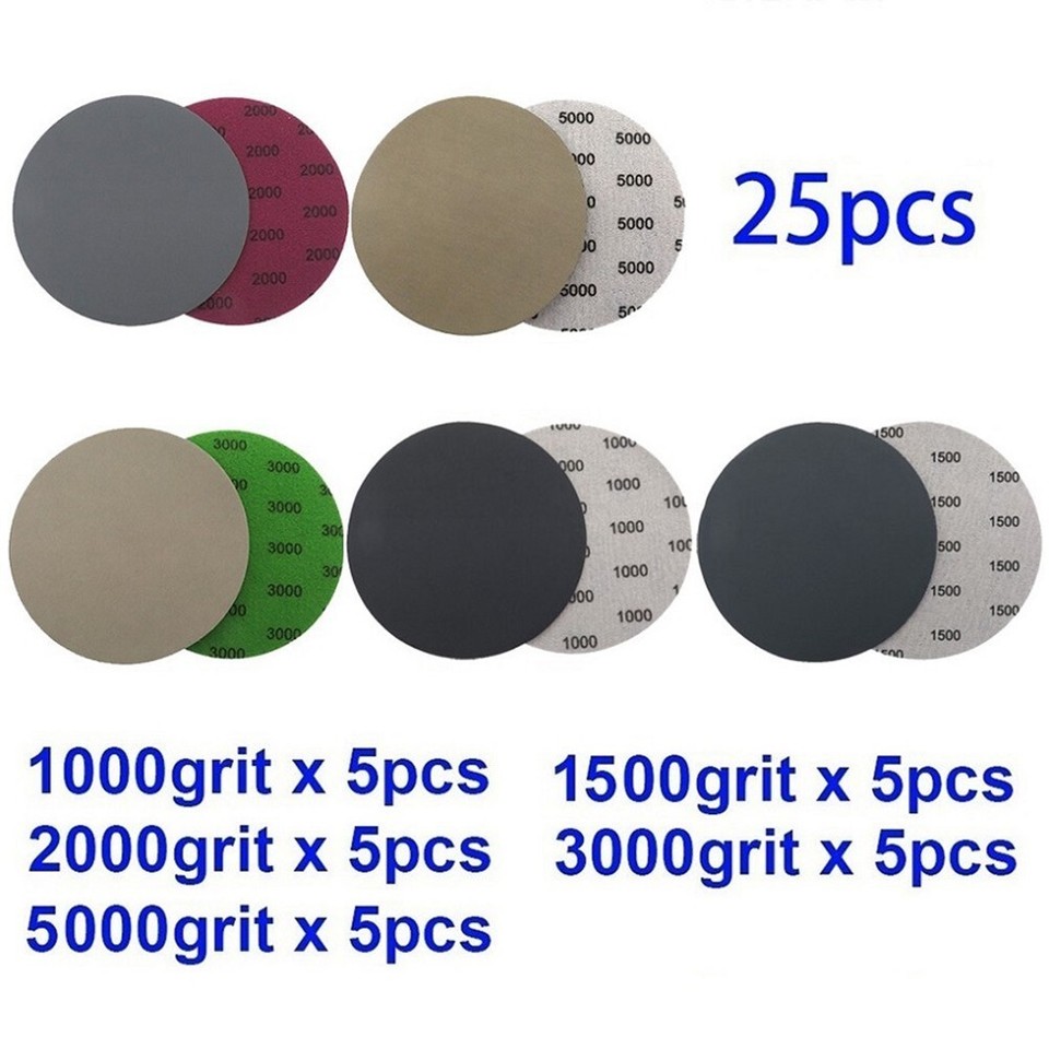 Waterproof Sandpaper 1000 1500 2000 3000 5000 Grit 125mm 25pcs High ...