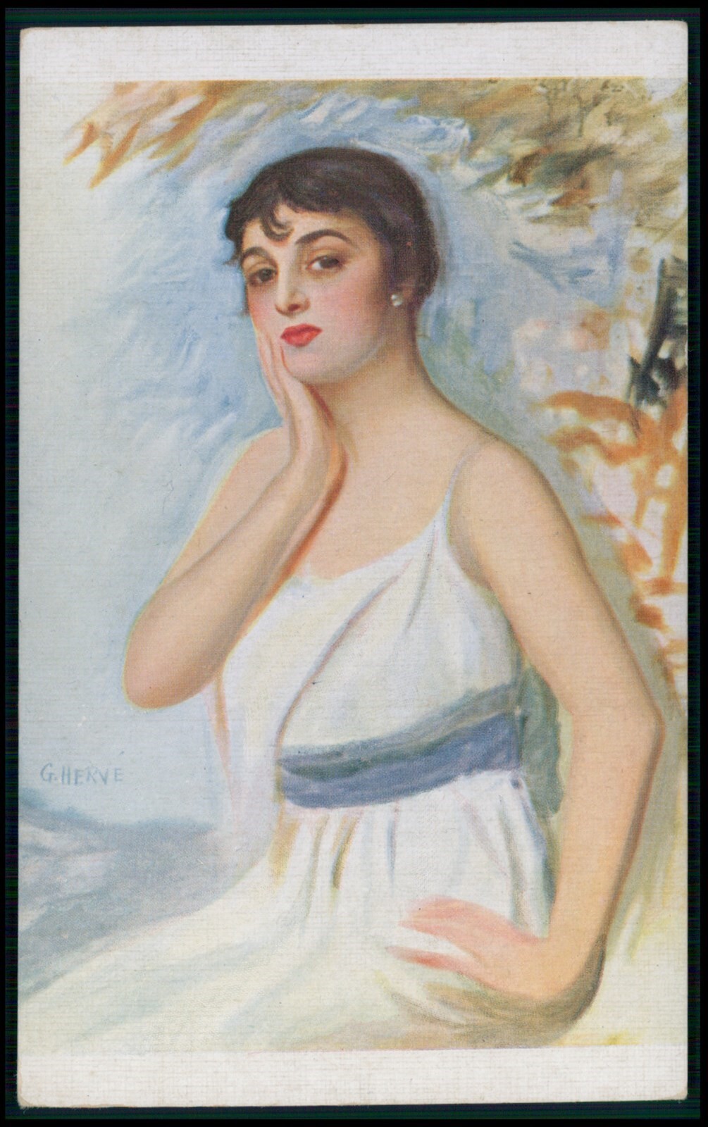 Art Herve Risque Pretty Woman Original 1910s Postcard Salon De Paris