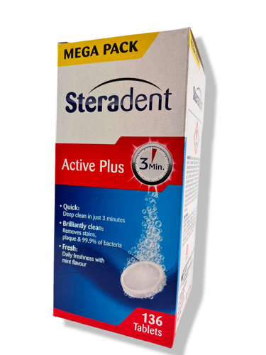 Steradent Active Plus Denture Cleaning - 136 Tablets - Deeply Cleans ...