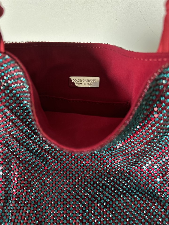 Dolce Gabbana Blue Rhinestone Red Sequins Evening Handbag | eBay