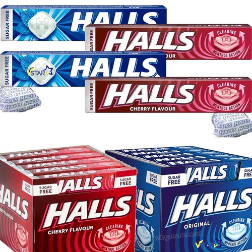 Halls Sugar Free Cherry Menthol, Original Menthol Action Sweets 32g ...