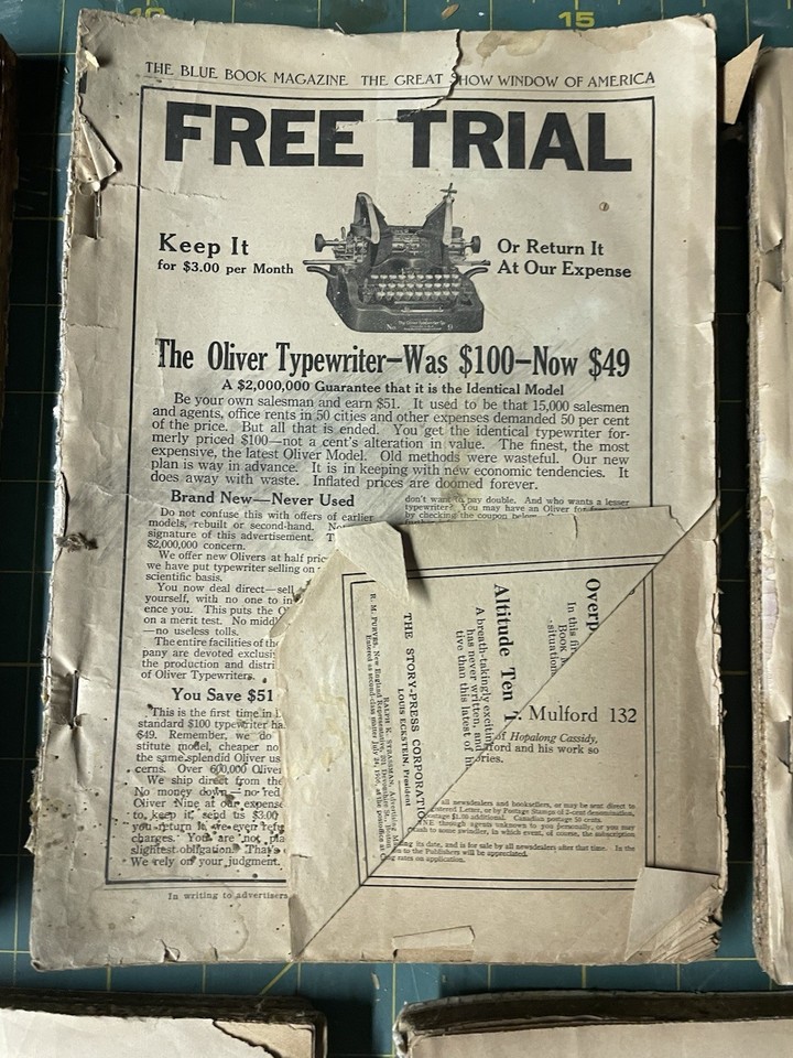 Lot of 5 Blue Book Magazines 1917–1919 – Poor, No Covers – Art/Craft ...