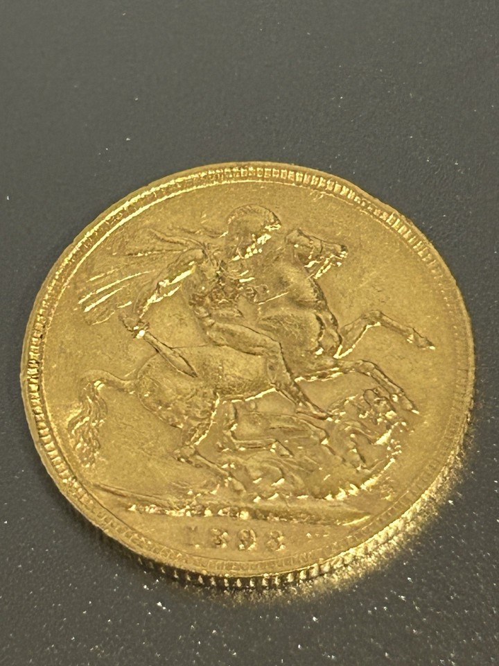 1898 Full Gold Sovereign Melbourne 22 Carat Gold - Queen Victoria ...