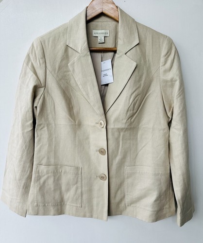 NWOT Appleseed’s Khaki Linen Jacket/ Blazer Suit Coat Lined Sz 6 | eBay