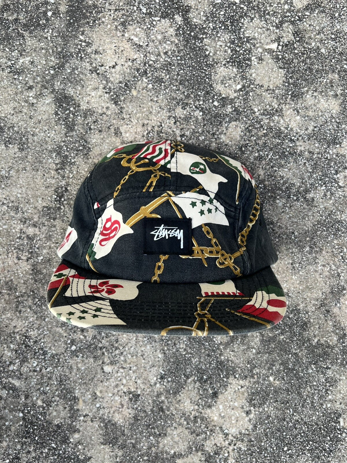 Stussy Capz Hat Flags & Chains Five Panel Gold Chain … - Gem