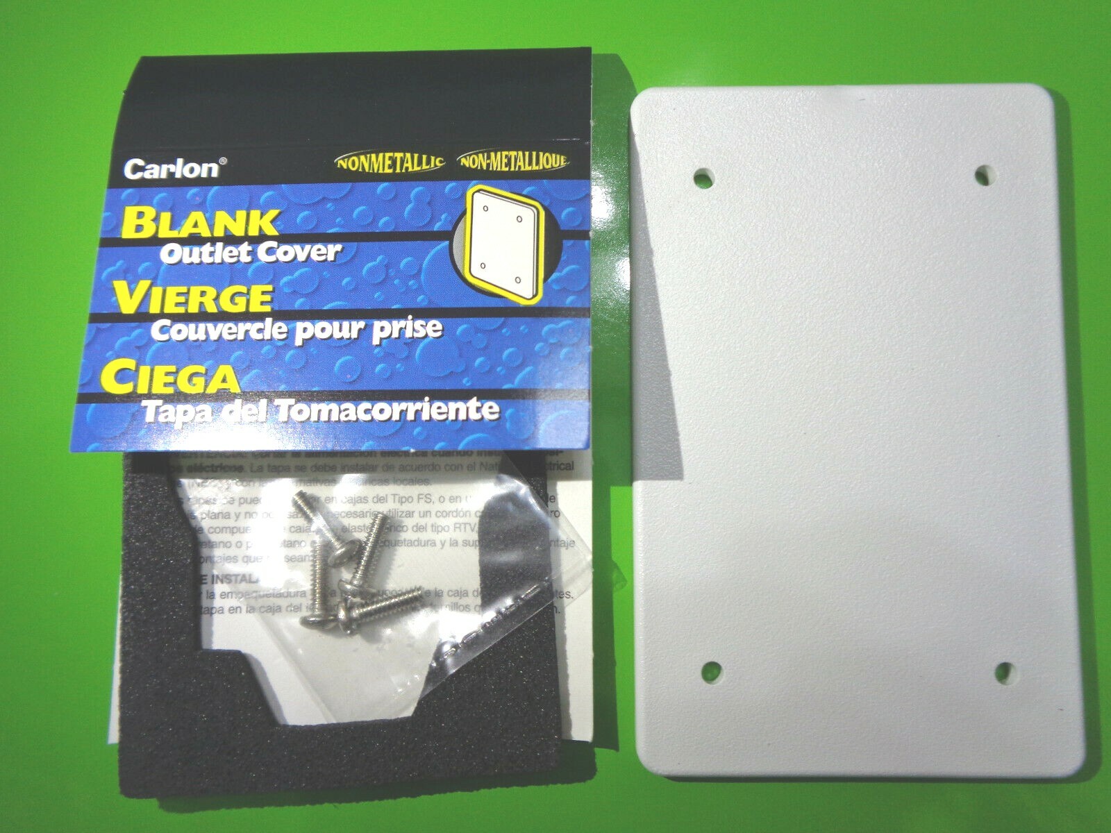 CARLON SE980CM-CAR White Weatherproof Nonmetallic Blank Outlet Cover ...