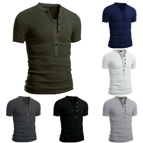 Camicetta Da Uomo Casual Slim Fit Con Scollo A V E Maniche Corte Con ...