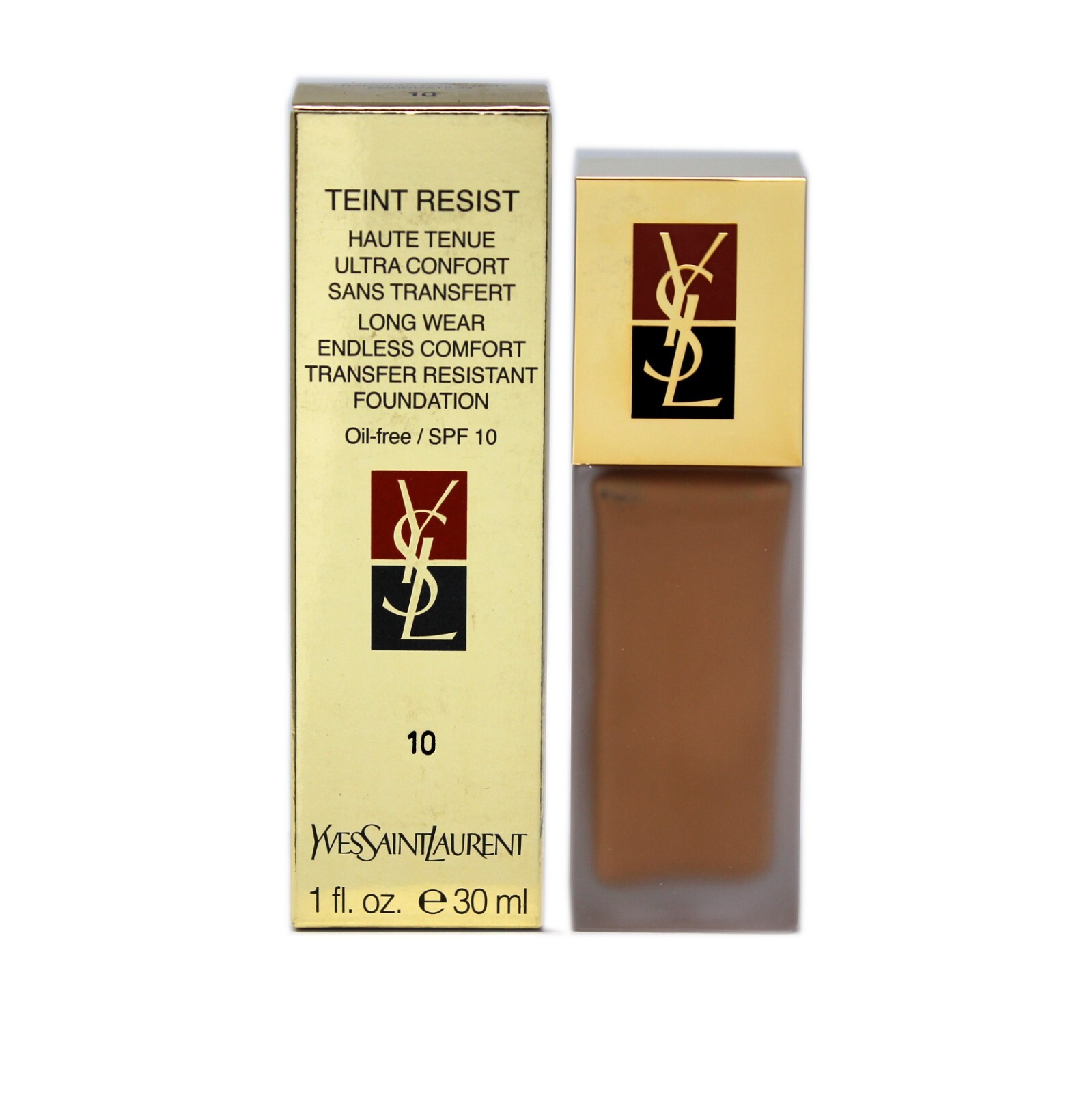 YSL TEINT RESIST TRANSFER RESISTANT FOUNDATION OIL-FREE/SPF 10 30ML #10 ...