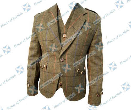 ARGYLE KILT JACKET WITH WAISTCOAT TWEED WEDDING JACKET | BRAEMAR / CRAIL JACKET | eBay UK