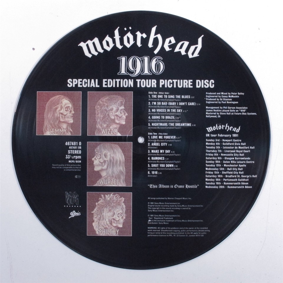 MOTORHEAD 1916 WTG/EPIC LP uk picture disc q | eBay