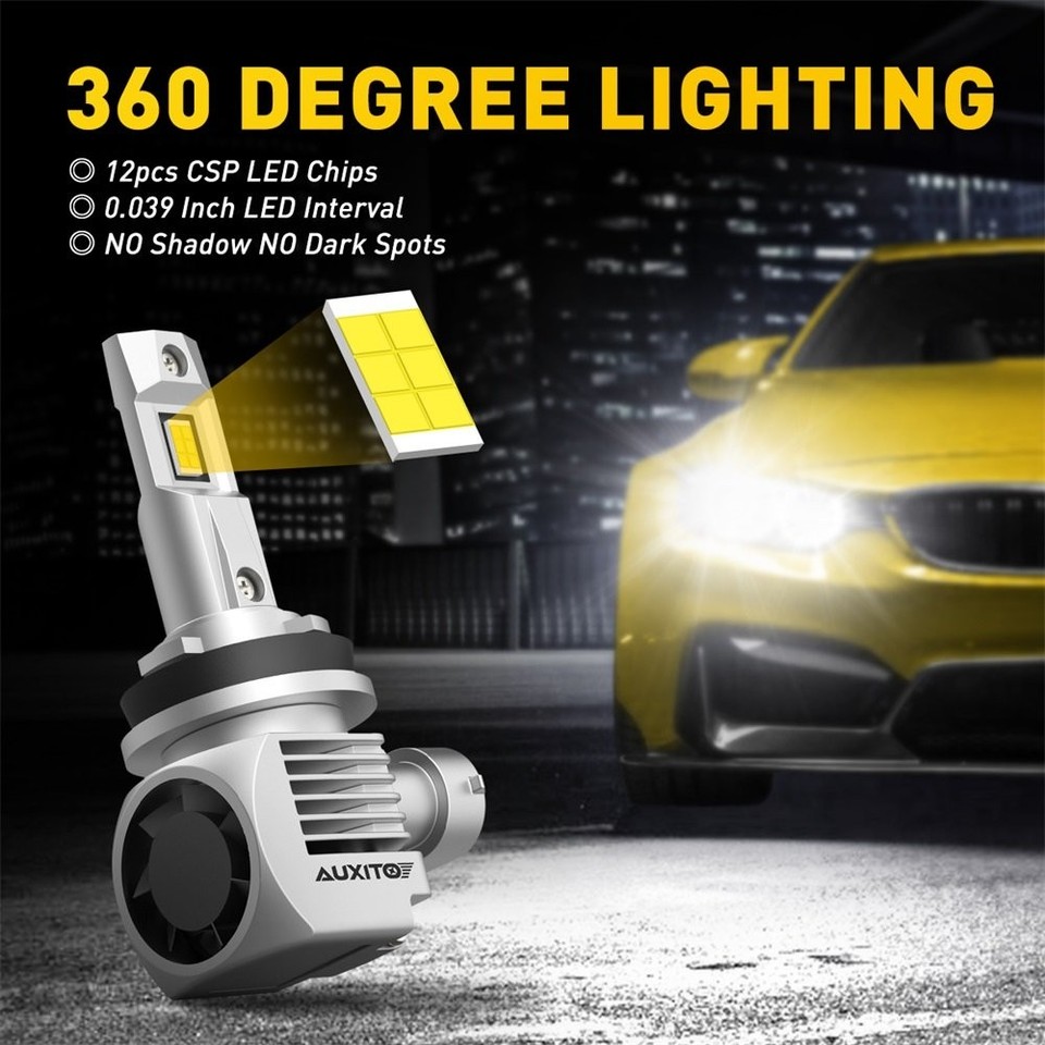 AUXITO H11 H8 H9 LED Headlight Conversion Kit CSP CHIP Xenon White Car ...