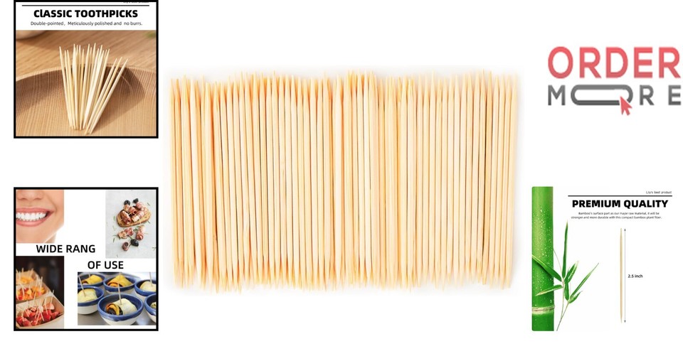 6000 Count Bamboo Toothpicks for Cleaning Appetizers Barbecue Fruit Use ...
