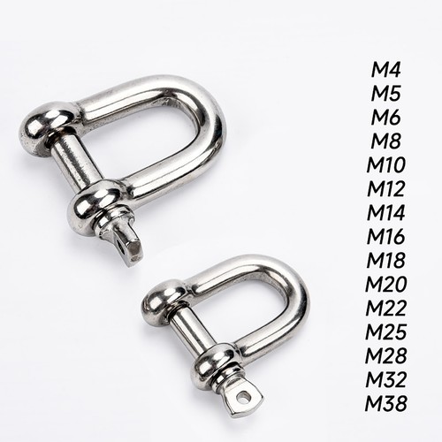 Dee Shackles D Shackle 4mm 5mm 6mm 8mm 10mm 12mm 14mm to 38mm Stainless ...