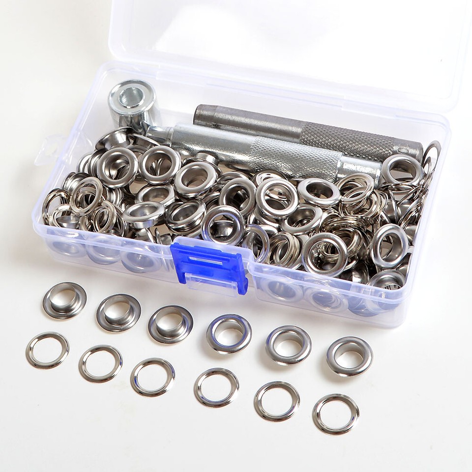 100set Eyelet Punch Die Tool Set Leather Craft Banner Kit Eyelets ...