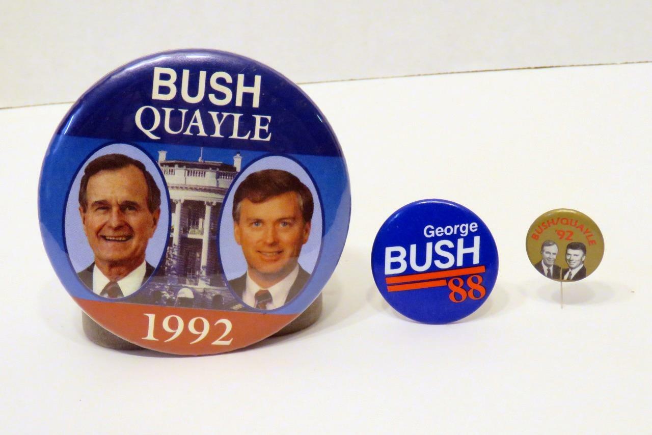 George Bush Dan Quayle 1988 & 1992 President Political Campaign Pins ...