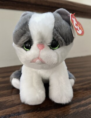 2018 Ty YANG Grey & White Cat Beanie Baby 6” RARE / NEW | eBay