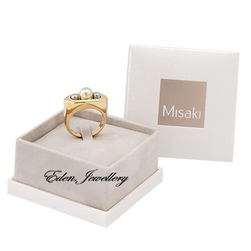 MISAKI Faux Pearl Ring Made in ITALY Gold Plate Collection SHADE US 8 ...