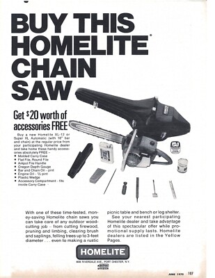 1970 HOMELITE CHAIN SAWS PRINT AD, VINTAGE POWER TOOL ADVERTISEMENT | eBay