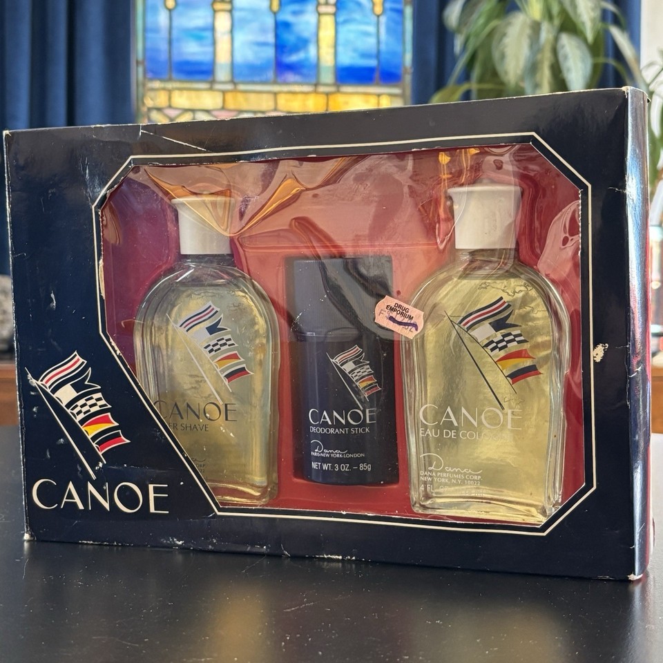 Vintage Dana CANOE Cologne & After Shave 4 Oz + Deodorant Gift Set NEW ...