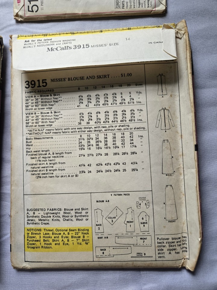 VTG Sewing Pattern Lot Of 6 Simplicity, Butterick, McCall's 60/70s | eBay