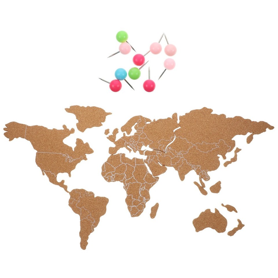Wall Decor Board World Map Wood Board Self Adhesive Sticky Wall Art ...