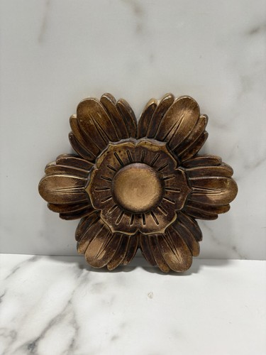 Vintage Gold Tone Flower Plaque Floral Wall Art Decor Hanging 6” | eBay