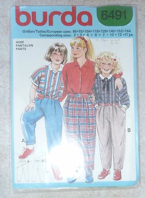 BURDA PATTERN #6491 *PANTS* GIRLS 2 YR-11 JR (EUR 86-164) - UNCUT ...