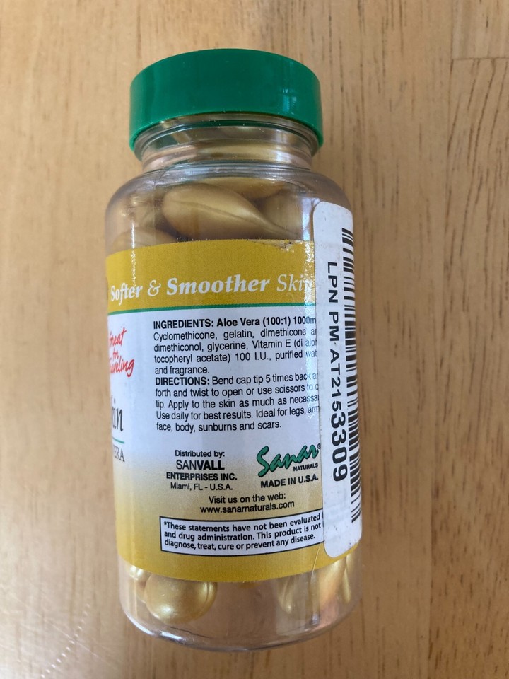 Sanar Natural HEALTHY SKIN Vitamin E Aloe Vera LOTION 60 Breakable ...