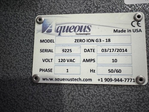 Aqueous Technologies Zero Ion G3-18 Ionic Contamination (Cleanliness ...