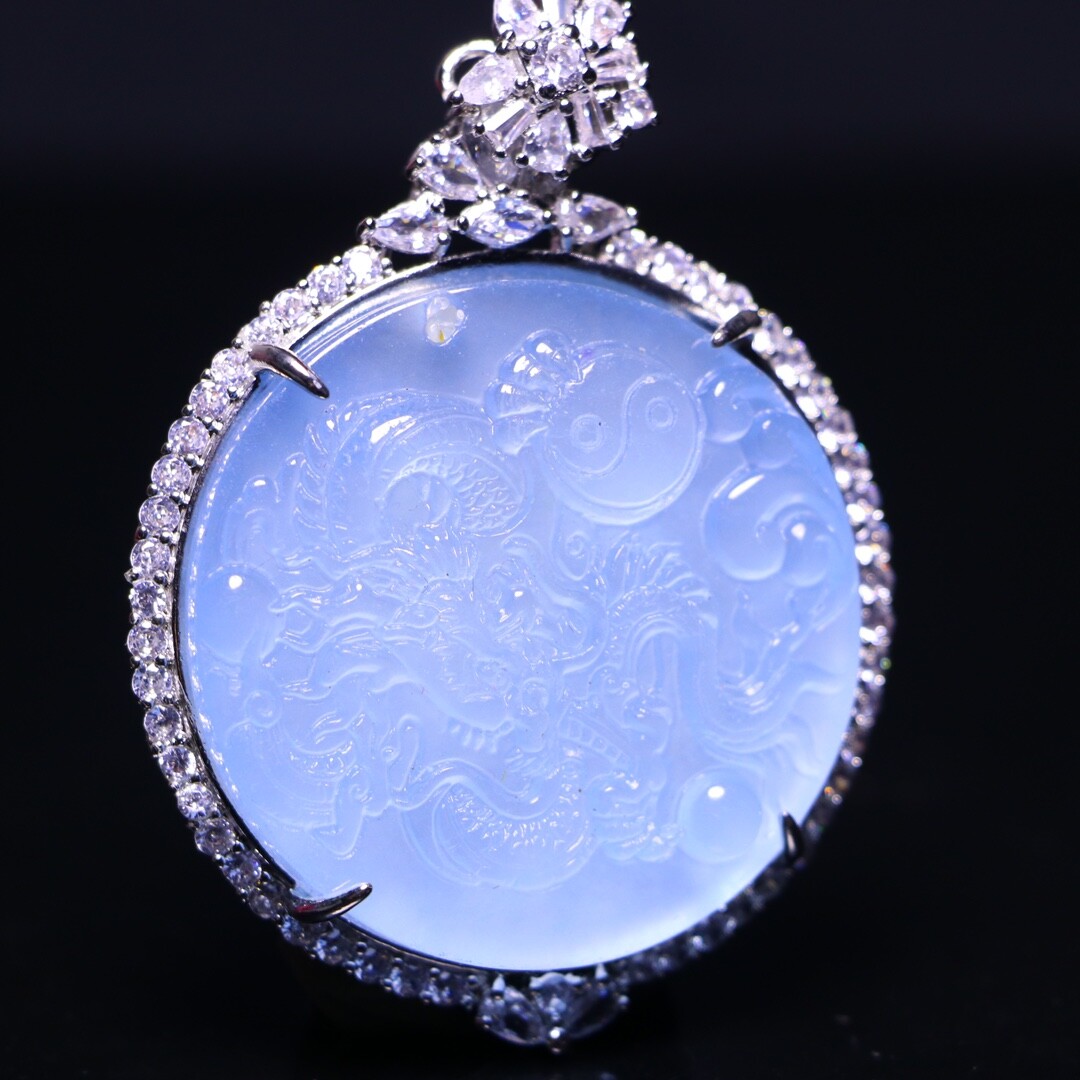Certified Natural Ice Blue Jade Jadeite Dragon Necklaces & Pendants | eBay