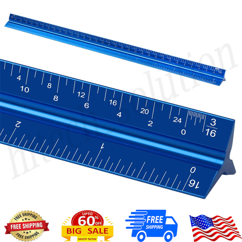 Architectural Scale Ruler 12" Aluminum Architect Triangular Blue ...