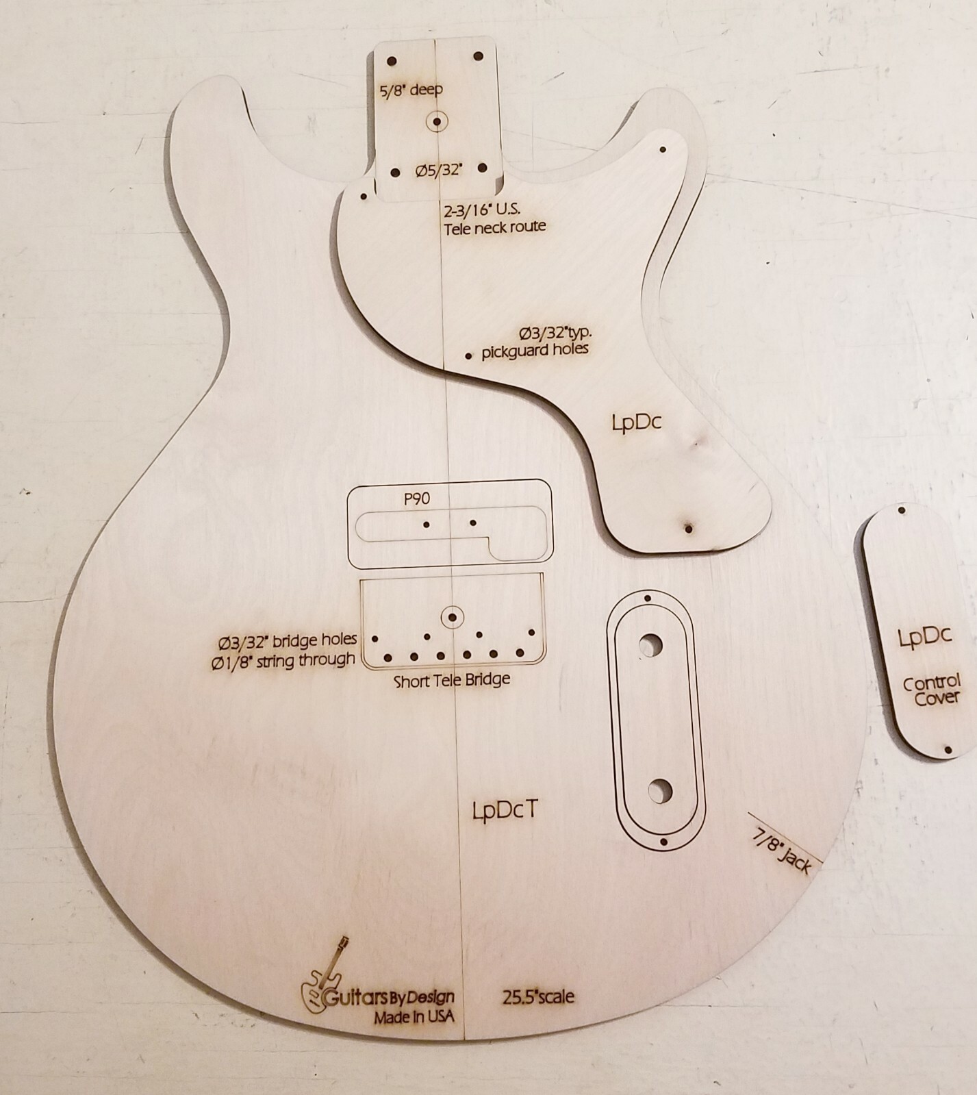 Custom Hybrid Les paul DC P90 Guitar Body Template 4Tele Neck/bridge ...