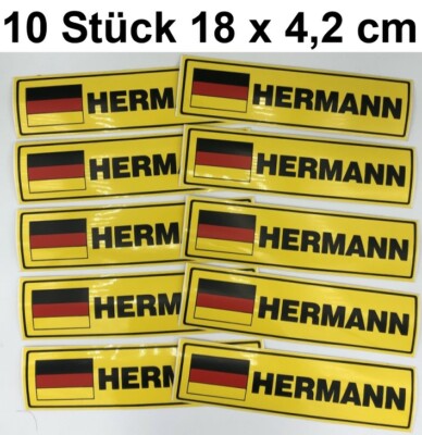 10x Sticker Name Hermann Aufkleber Autoaufkleber Auto Germany Nametag ...