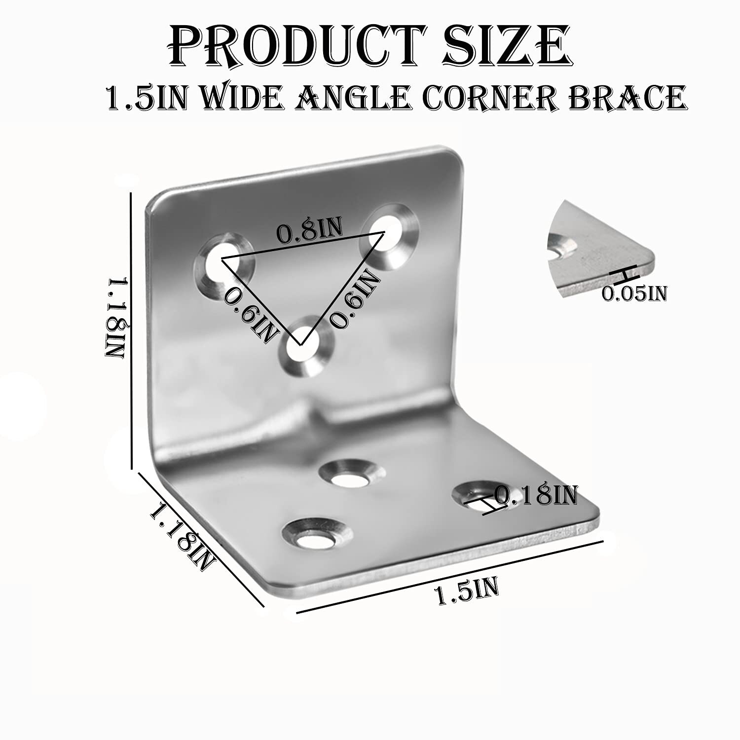80Pcs Stainless Steel Angle Brackets1.2” x 1.2” x 1.5” Wide Small Corner Brac... | eBay