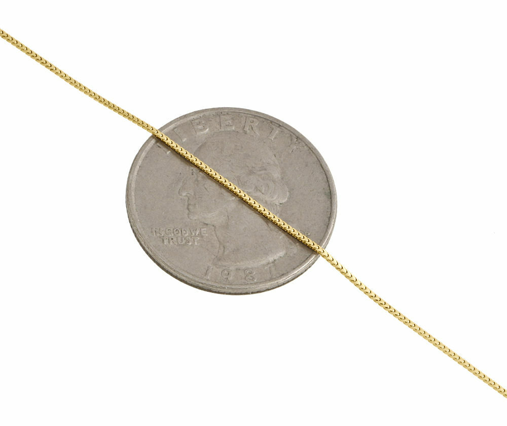 10K Yellow Gold Solid Franco Box Chain Closed Link 0.75mm Necklace 16 ...