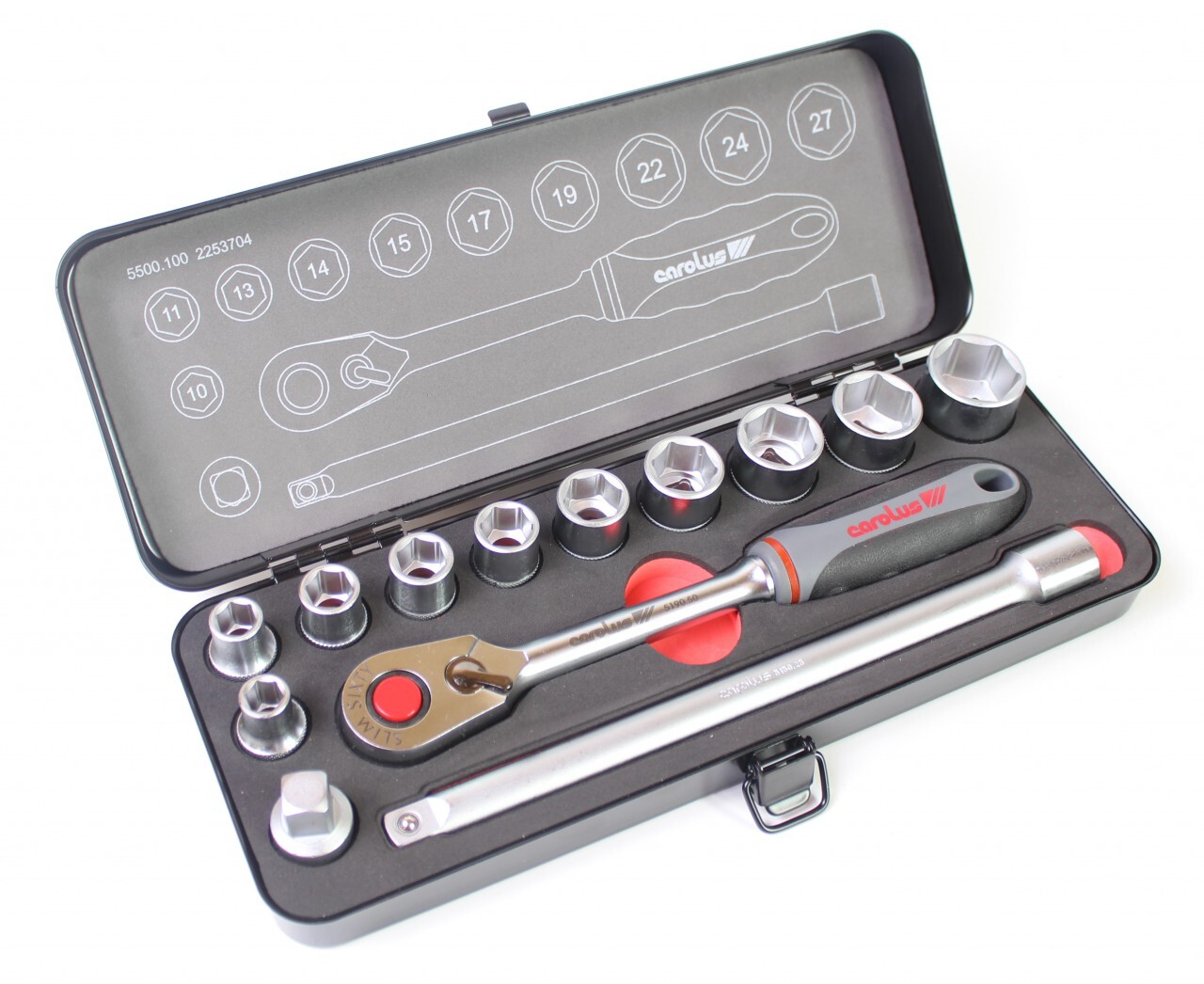 CAROLUS Made by GEDORE Steckschlüssel Satz 12 tlg 1/2" Nr 5500.100 ...