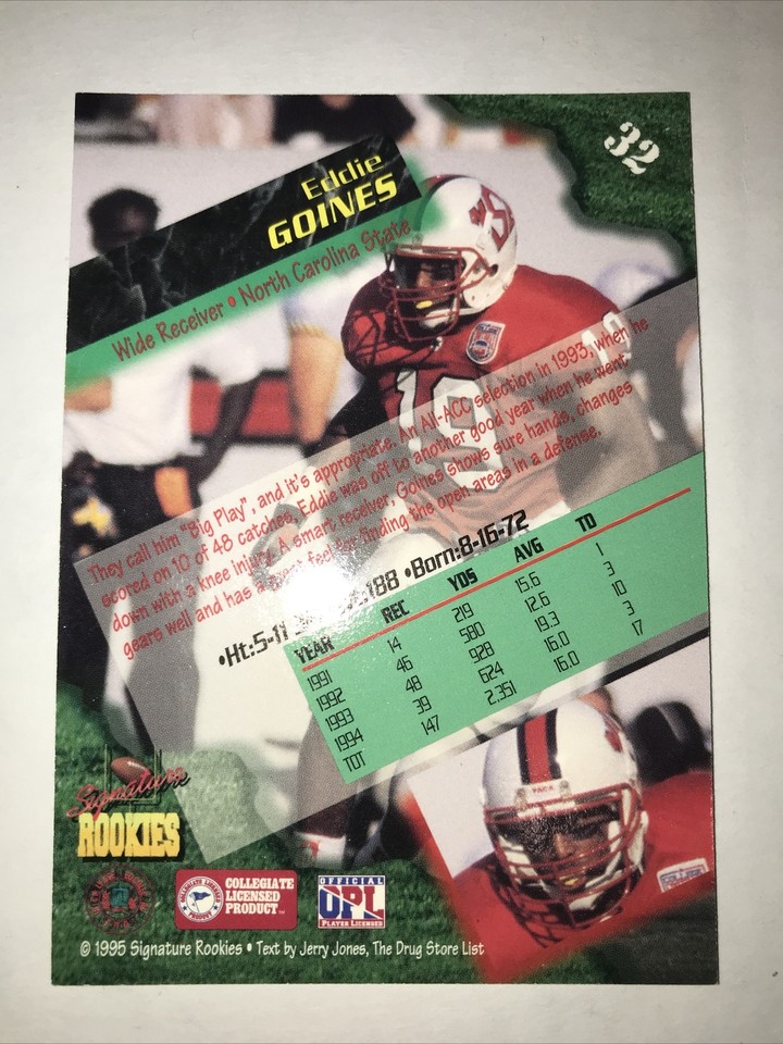 1995 Signature Rookies EDDIE GOINES #32 Auto | eBay